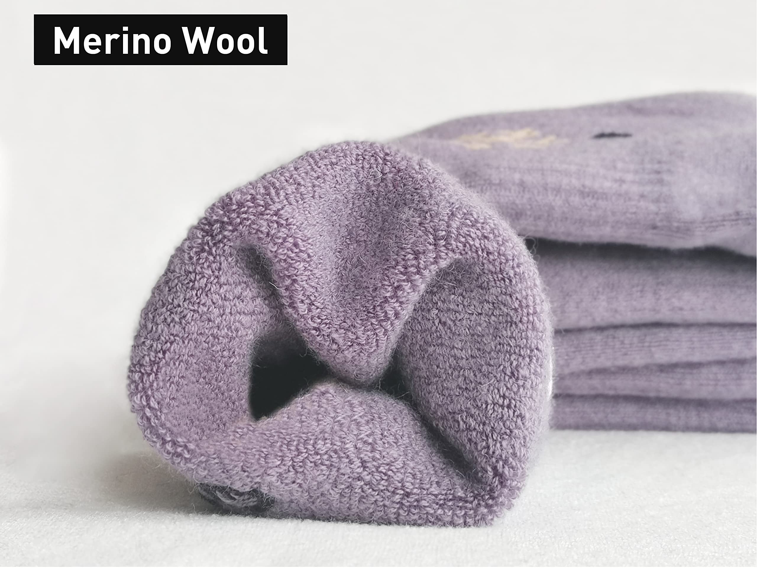 Merino Wool Ski Socks / Hiking Socks for Men&Women, Snowflake (Purple Medium)