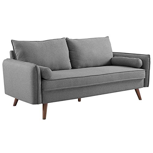 Home Square 2 Piece Contemporary Modern Polyester Fabric Sofa Set in Light Gray