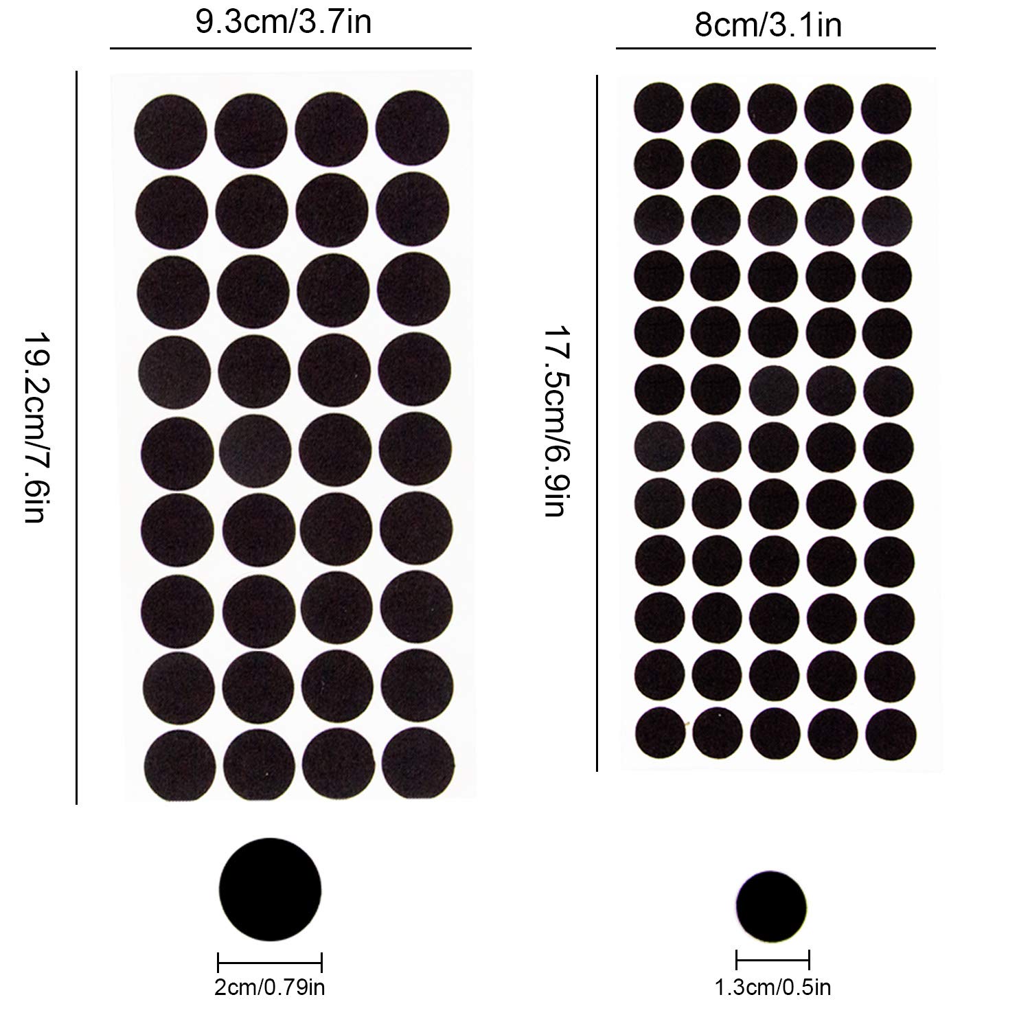 Iceyyyy 200+ Pieces Black Adhesive Felt Circles, Black Self-Adhesive Felt Sticker for Halloween DIY Projects, Professional Craft Finishing (0.5 and 0.75 Inch)