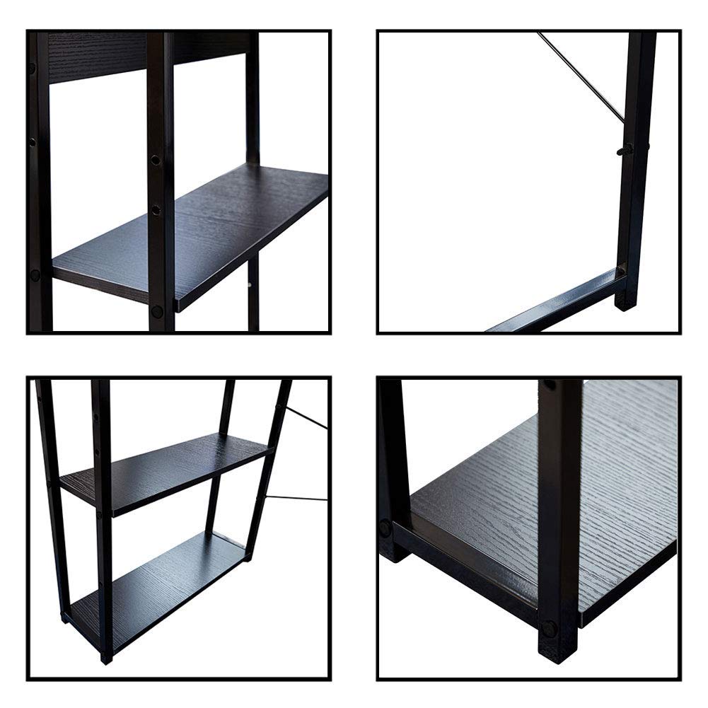 JAJUMUDO Computer Desk with Shelves,47" Writing Study Desk with Bookshelf for Home Office,Laptop PC Workstation,Stable Metal Frame,Black