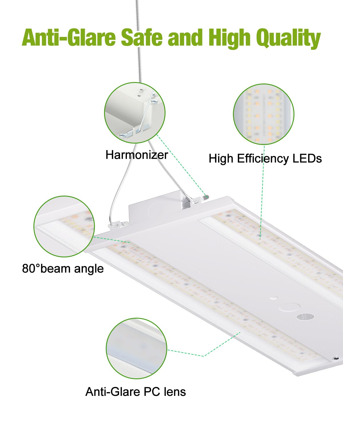 YXL LED Linear High Bay Shop Light, 300W 45000LM LED Linear High Bay Light Compatible with 120-277V, LED High Bay Light for Shop Garage Warehouse, UL Complied, 4 Pack