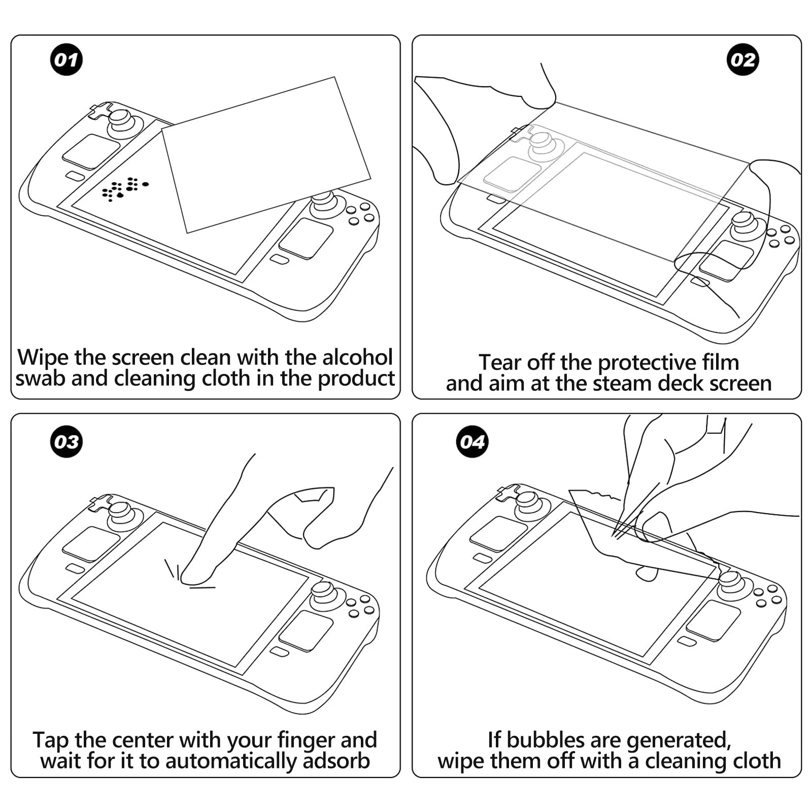 Linkidea Glass Protector Compatible with Steam Deck, Tempered Glass Screen Protector Bubble-Free, Anti-Scratch, HD Clear, Fingerprint Resistant, Easy Installation (4 Pack)