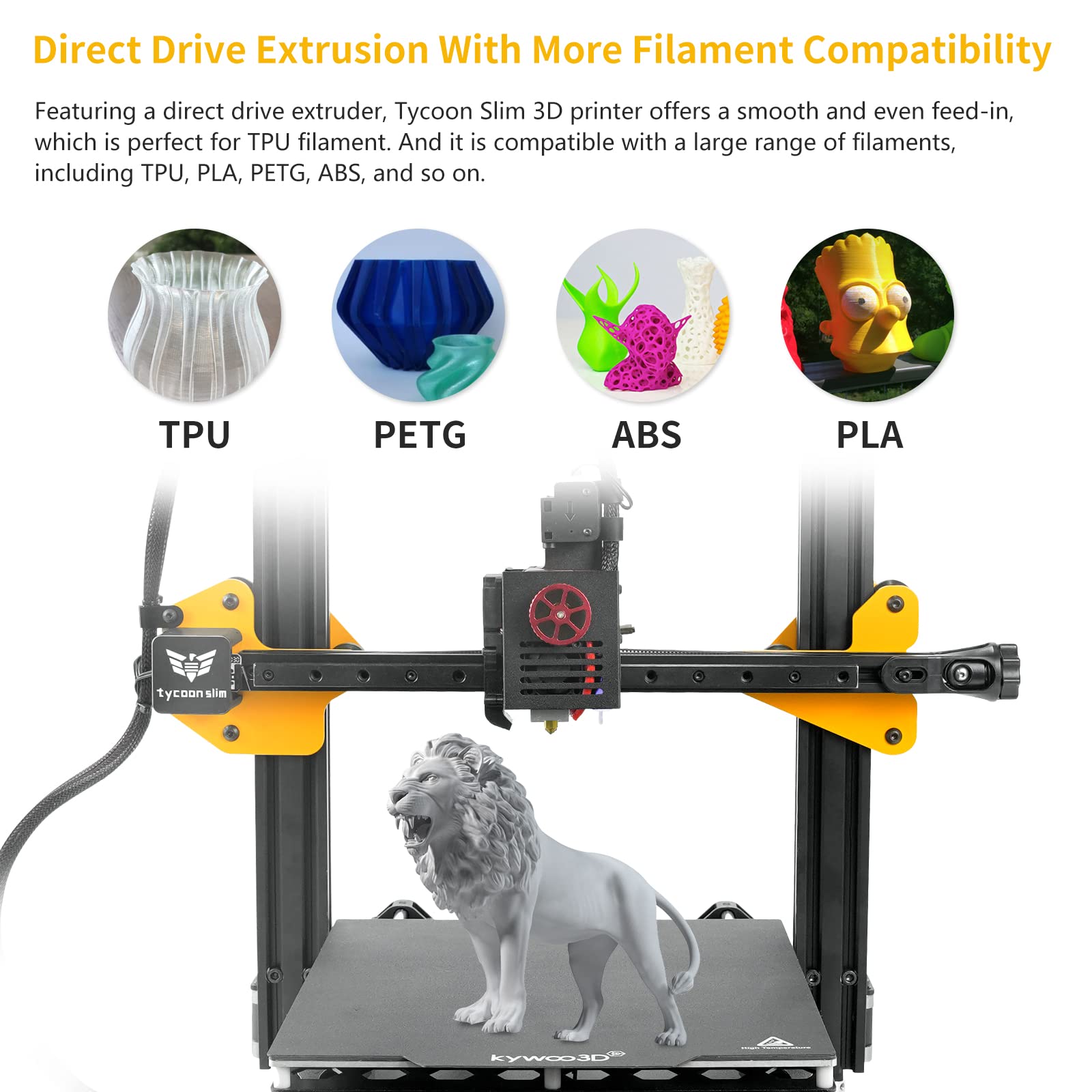 Kywoo3D Printer, Featuring a Direct Drive extruder,Double Z-Axis Stable Ensured,32-bit Motherboard Ultra-Quiet, Linear Guide