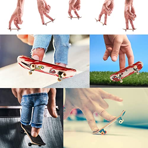 Mini Finger Skateboards Toys, Wooden Fingerboard, Professional Finger Board Ultimate Sport Training Props with Fingerboard Non Slip Foam Grip Tape, Screwdriver(Finger Skateboard Pattern Random)