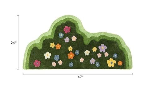 YYINYXY Moss Carpet for Bedroom 3D Irregular Green Aesthetic Bed Rug Living Room Cute Floral Sofa Rug Microfiber Fleece Carpet Home Decor (24x47 Inches)