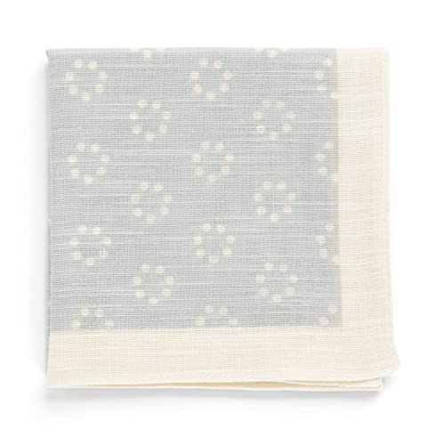 Kolo Topdrawer Japanese Handkerchief, 100% Cotton, Flower Pattern, Light Grey
