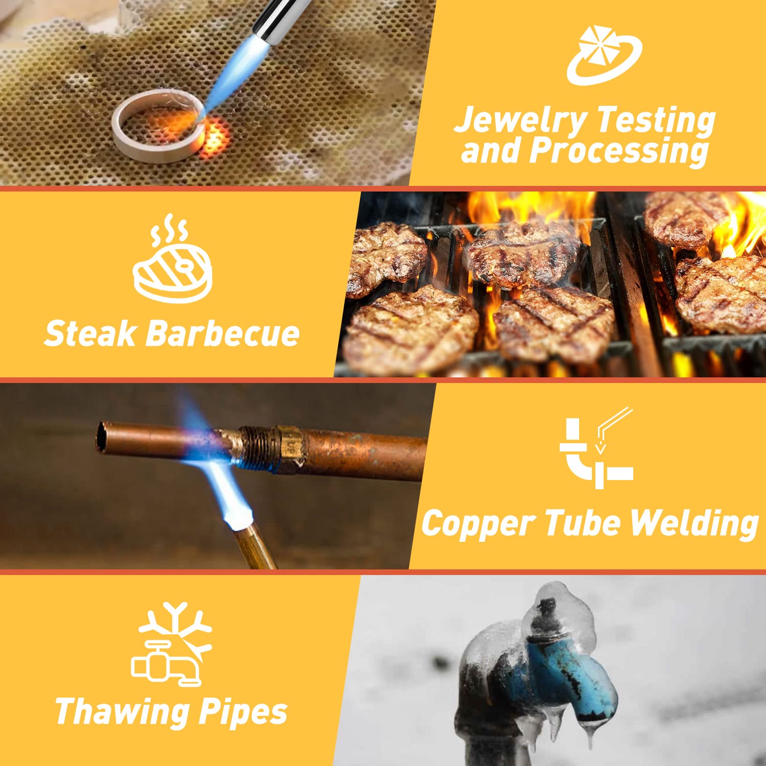 KOMAN Propane Torch Head,High Intensity Trigger Start Mapp Gas Torch Kit with Self Ignition, Welding Torch Head by Propane MAPP, MAP/PRO,for Soldering,Brazing,Stripping Paint,Cooking(CSA Certified)