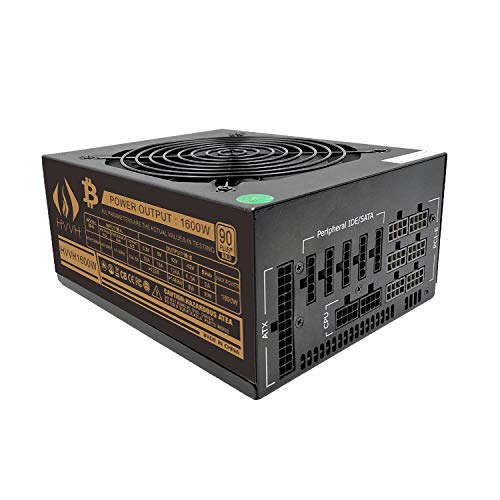 HVVH High Power 24 Pin Miner/BTC/ETC GPU ATX Fully Modular 1600W Power Supply Support Double CPU Mining Server and Computer Designed for US Voltage 110V 1600W