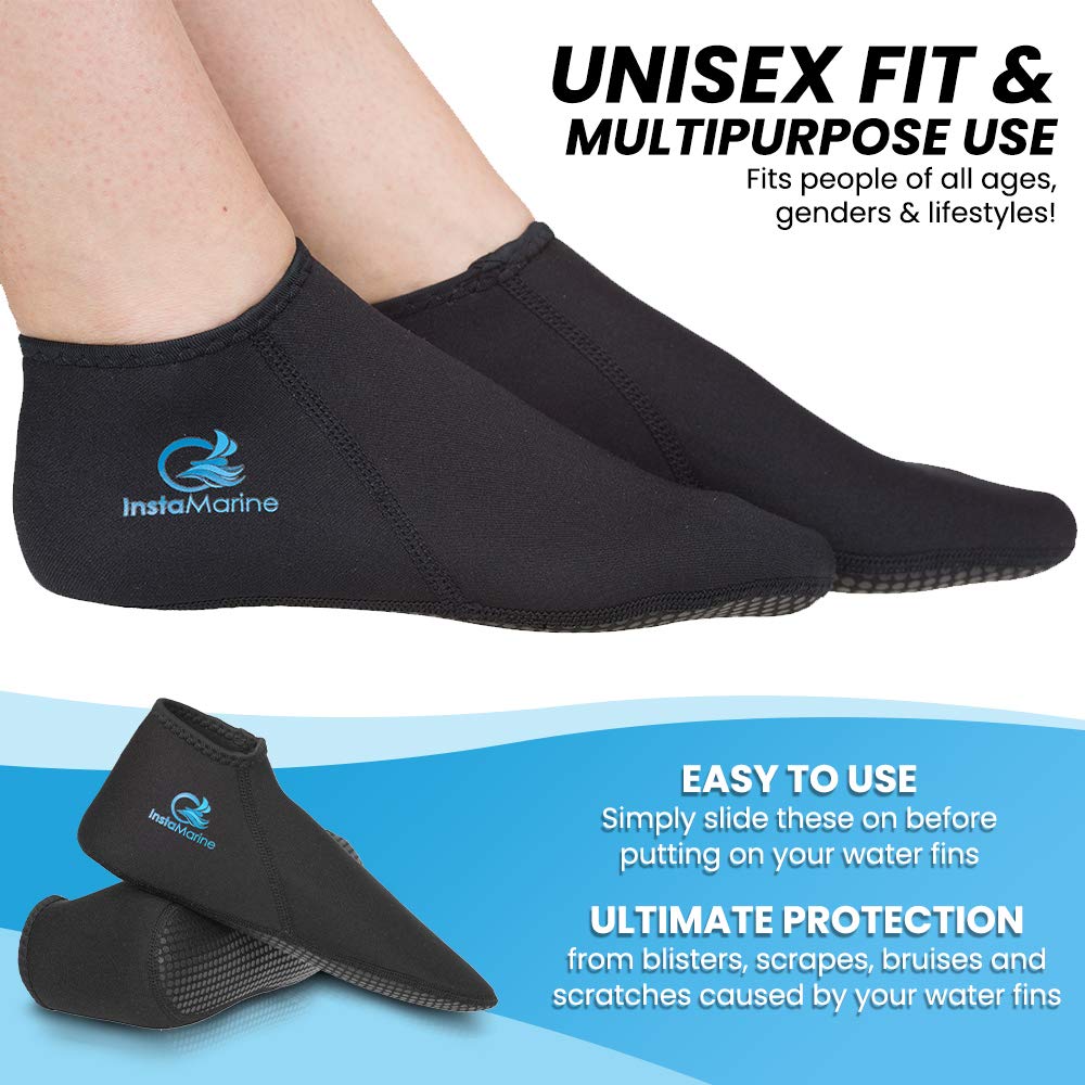 InstaMarine (Medium 8-9 Premium Neoprene Socks and Water Fin Sock Perfect for Water Sports, Snorkeling, Diving, Swimming