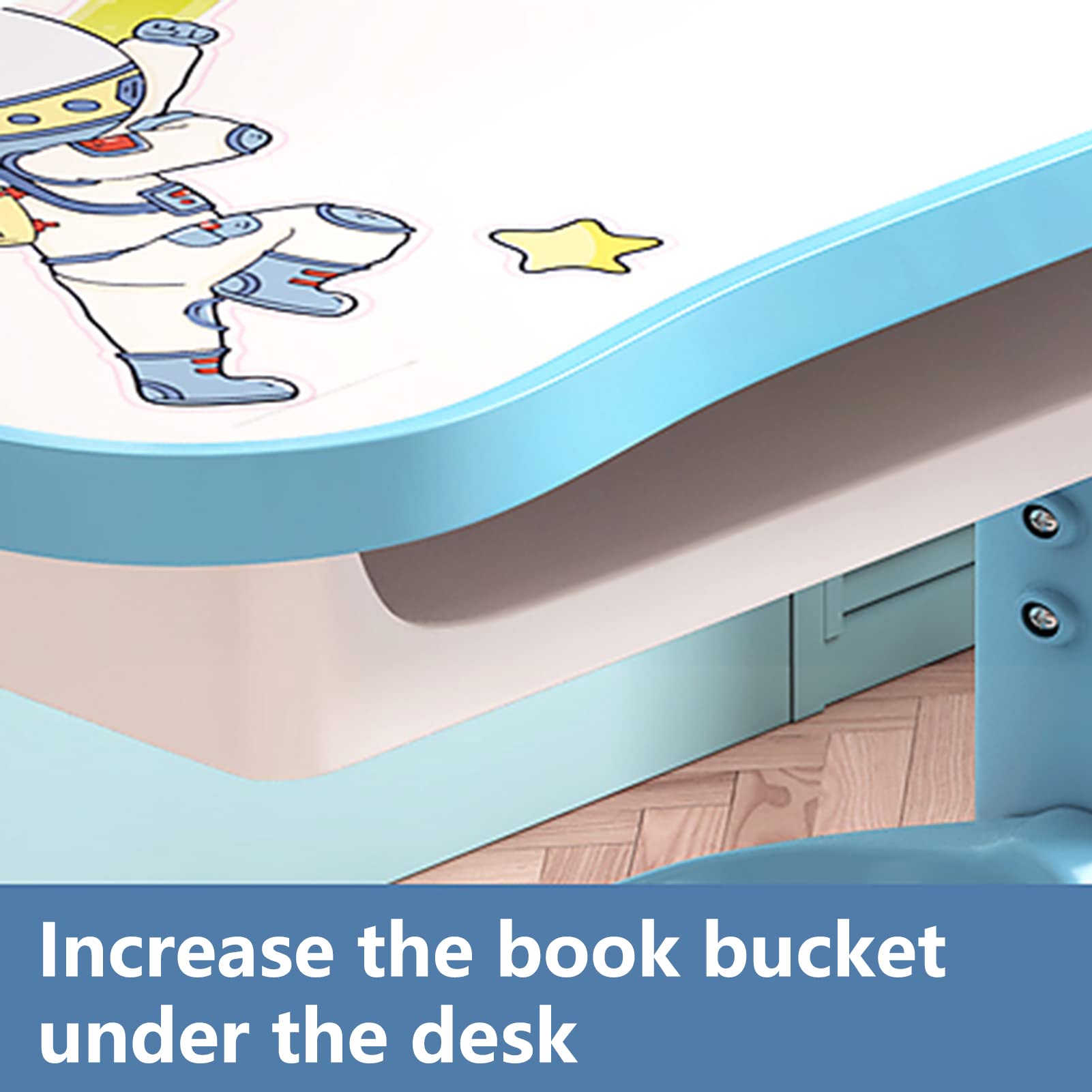 Kid Desk, Desk and Chair Set, Study Desk, Children Table and Chair Set, Widened Desktop with Tilt Book Stand Drawer Cartoon Pattern Height Adjustable School Study Desk Set for Boys Girls (3-5 days)
