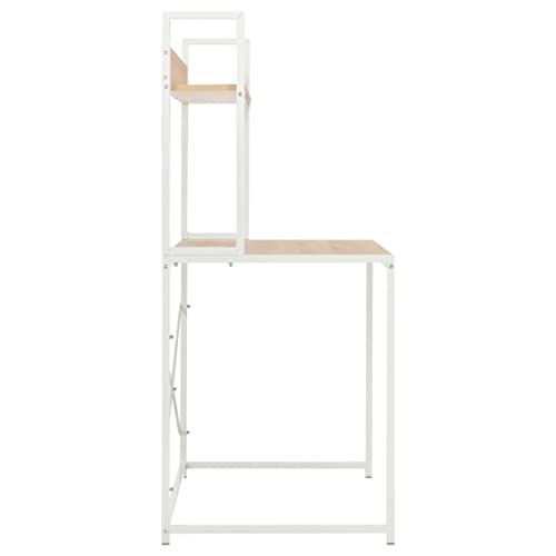 JIMEOG Computer Desk White and Oak