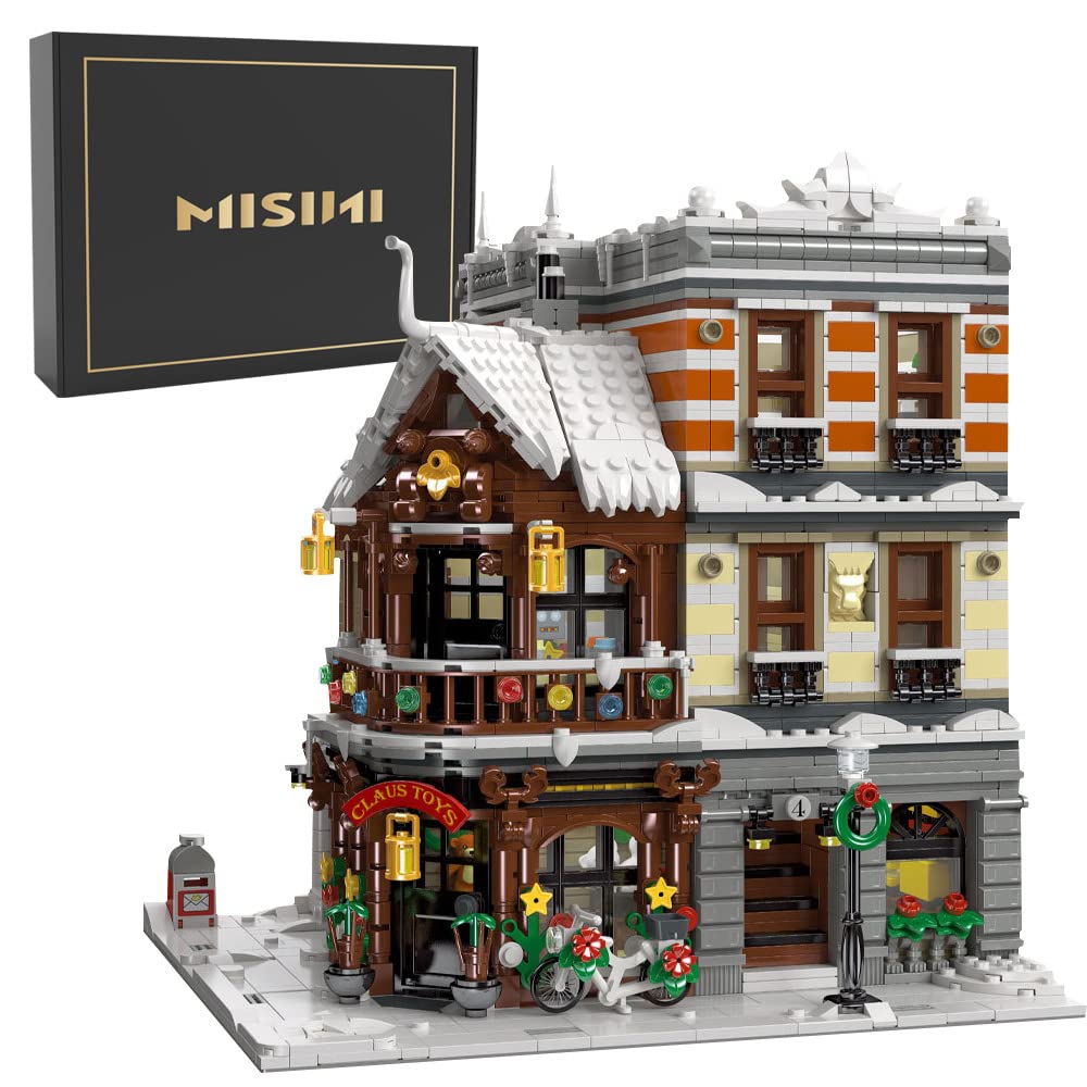 MISINI 89143 Claus Toys Shop Building Block Set,Christmas Themed House Building Kit, 2955 Piece Modular House Model Building Set