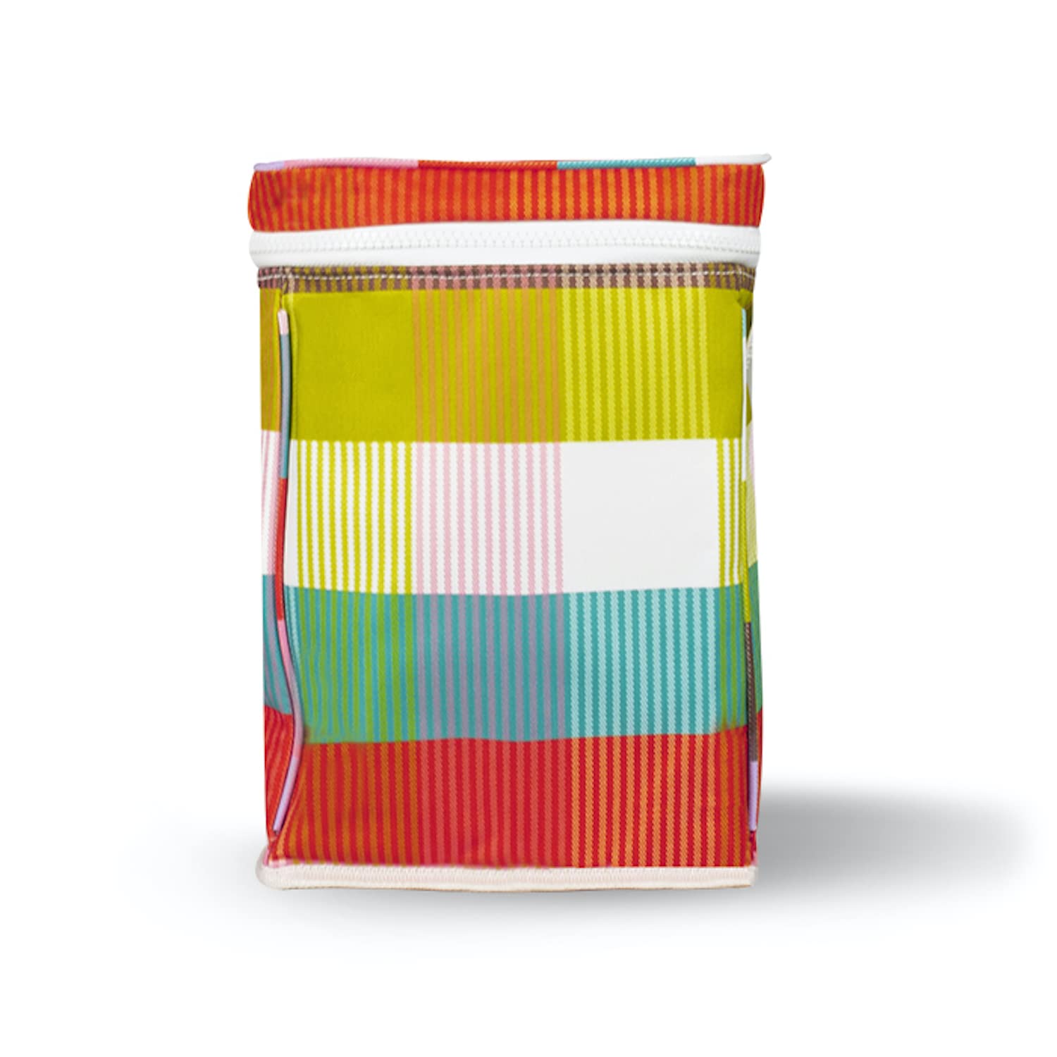 Kate Spade New York Large Capacity Insulated Cooler Bag, Soft Sided Portable Beach Cooler, Insulated Tote for Women, Rainbow Plaid