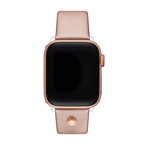 Kate Spade New York Leather Band for 38/40/41mm Apple Watch Series 1-8, Color: Rose Metallic, Rose Gold (Model: KSS0044)