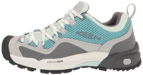 KEEN Women's Wasatch Crest Vent Breathable Hiking Sneakers, Porcelain/Blue Glass, 8