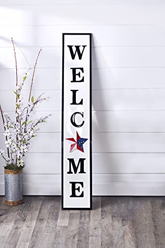 Interchangeable Wall Leaning Welcome Sign with 8 Magnetic Season Icons