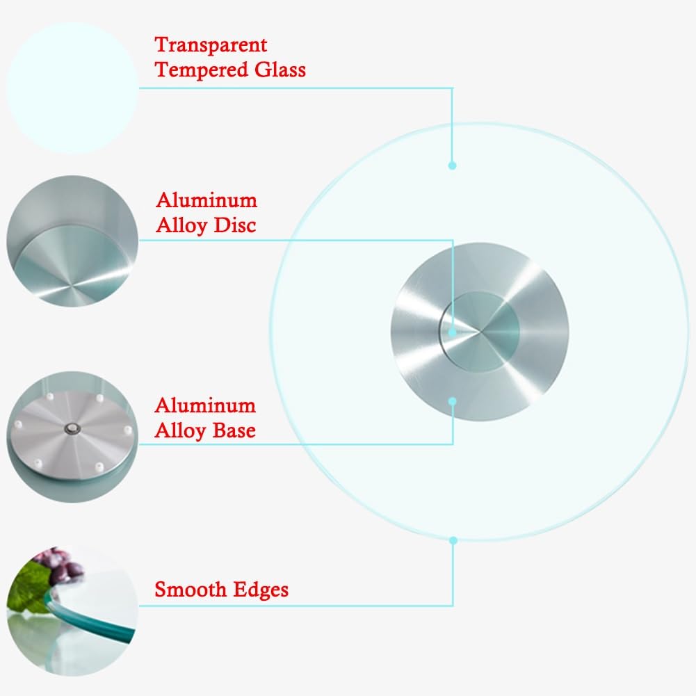 Large Lazy Susan Tempered Glass Turntable, Round Rotating Tray Kitchen Serving Plate, Dining Table Swivel Tray for Family Hotel Restaurant (Color : Clear, Size : 60cm/24in)