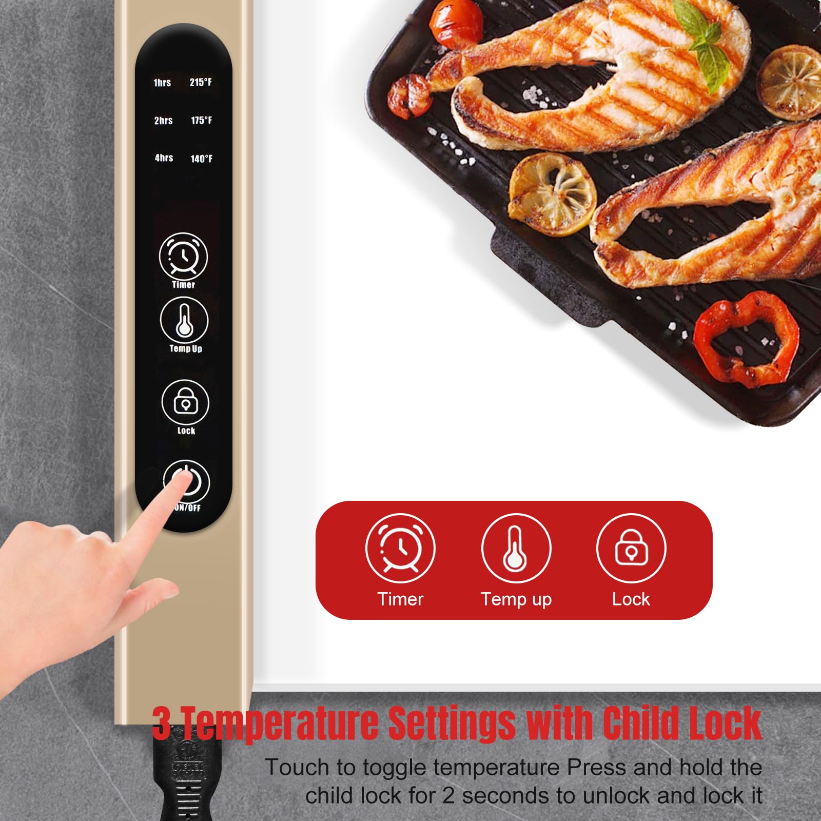Silicone Food Warming Mat, Portable Electric Heating Tray with 3 Adjustable Temperature Settings Safety Lock Kitchen Warmer Mat Roll Up Family Party Indoor Outdoor Camping Thanksgiving