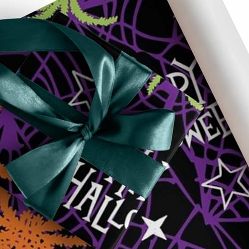 InterestPrint Halloween Pattern Gift Wrapping Paper Roll Christmas Retro Gift Wrapping Paper Holiday Party Gift 5 Pieces