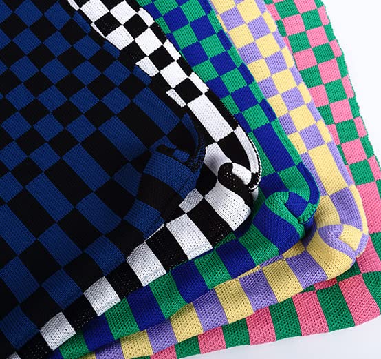 Knit Shoulder Bag for Women Extra Large Plaid Hobo Bag Chic Checkboard Satchel Tote Bag for Work School 2022 Black/White