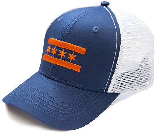 International Tie Orange Chicago Flag Hat for Men and Women – Adjustable One Size Trucker Cap, Baseball, Snapback, Hat Mesh Back with an Embroidered Patch