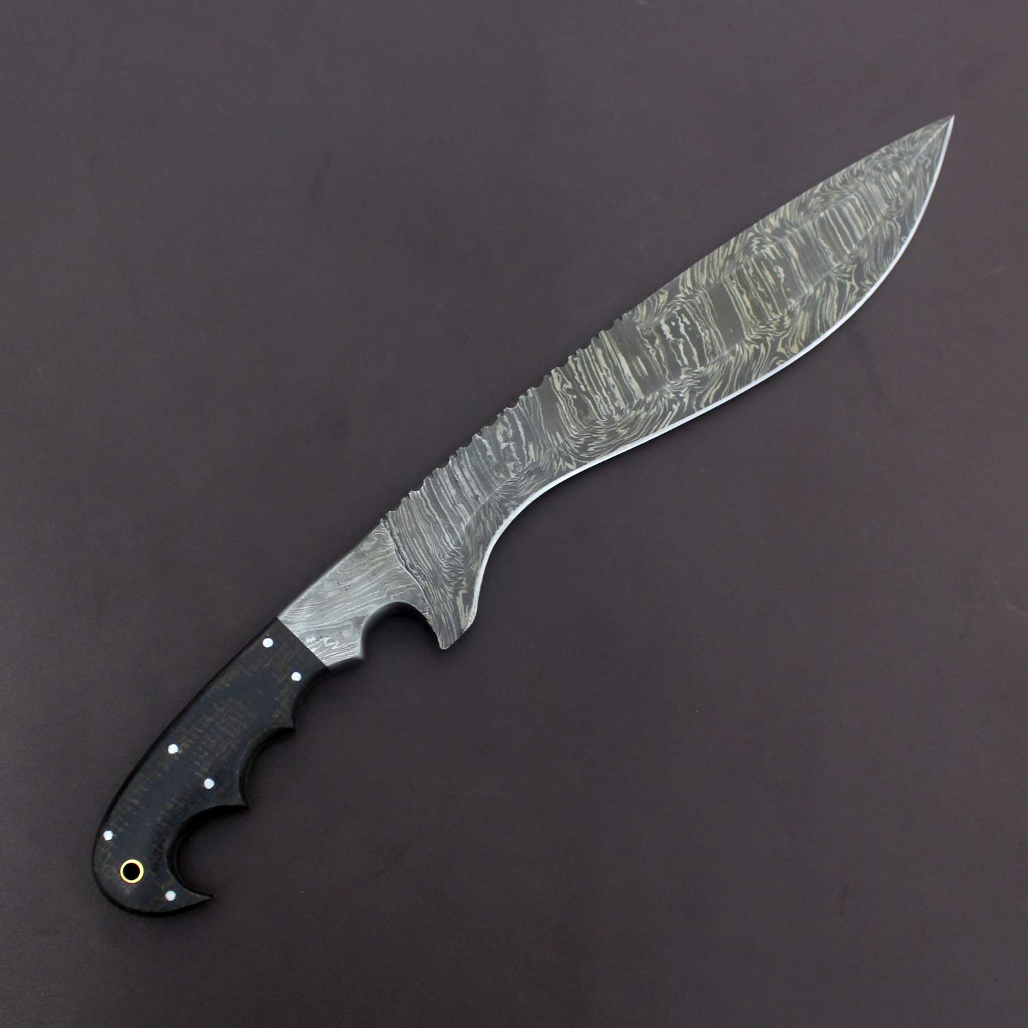 JNR Traders Damascus Steel Full Tang Fixed Blade Hunting Knife with leather Sheath - 6082