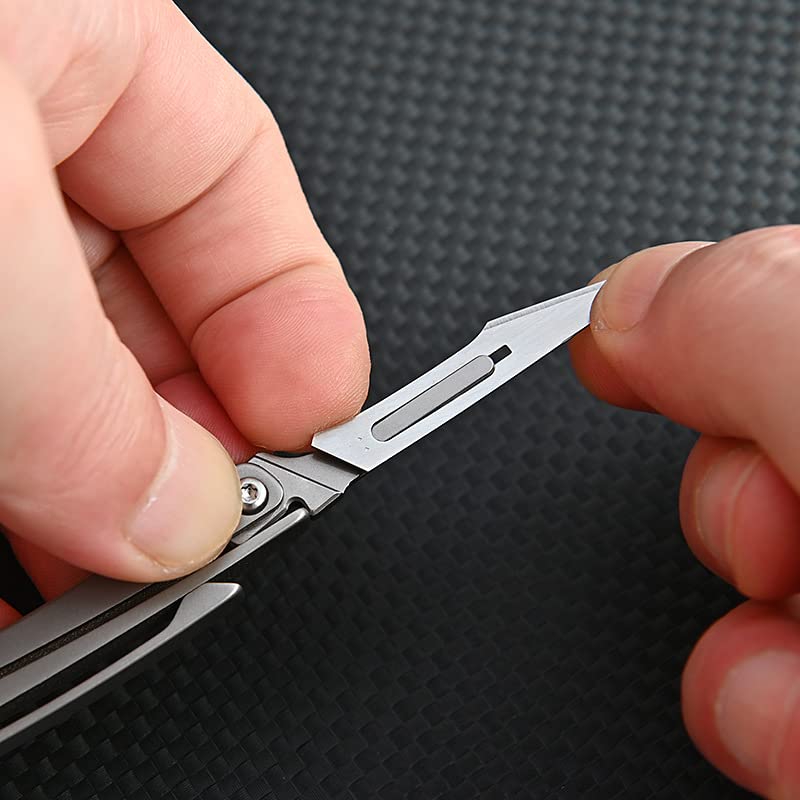 NBGDY Small Titanium Utility Knife,EDC Pocket Knife Folding Knife with 10 Blades,Ultralight Keychain Knife only 0.32oz.(kpq-1031)