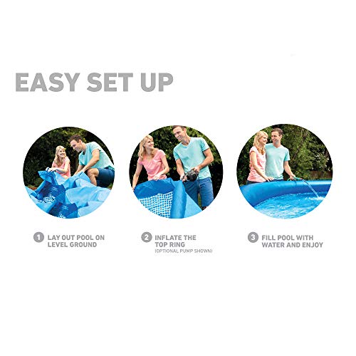 Intex 28106EH 8 x 2 Foot Round Easy Set Inflatable Above Ground Outdoor Backyard Swimming Pool with 513 Gallons of Water, Blue (Pool Only)