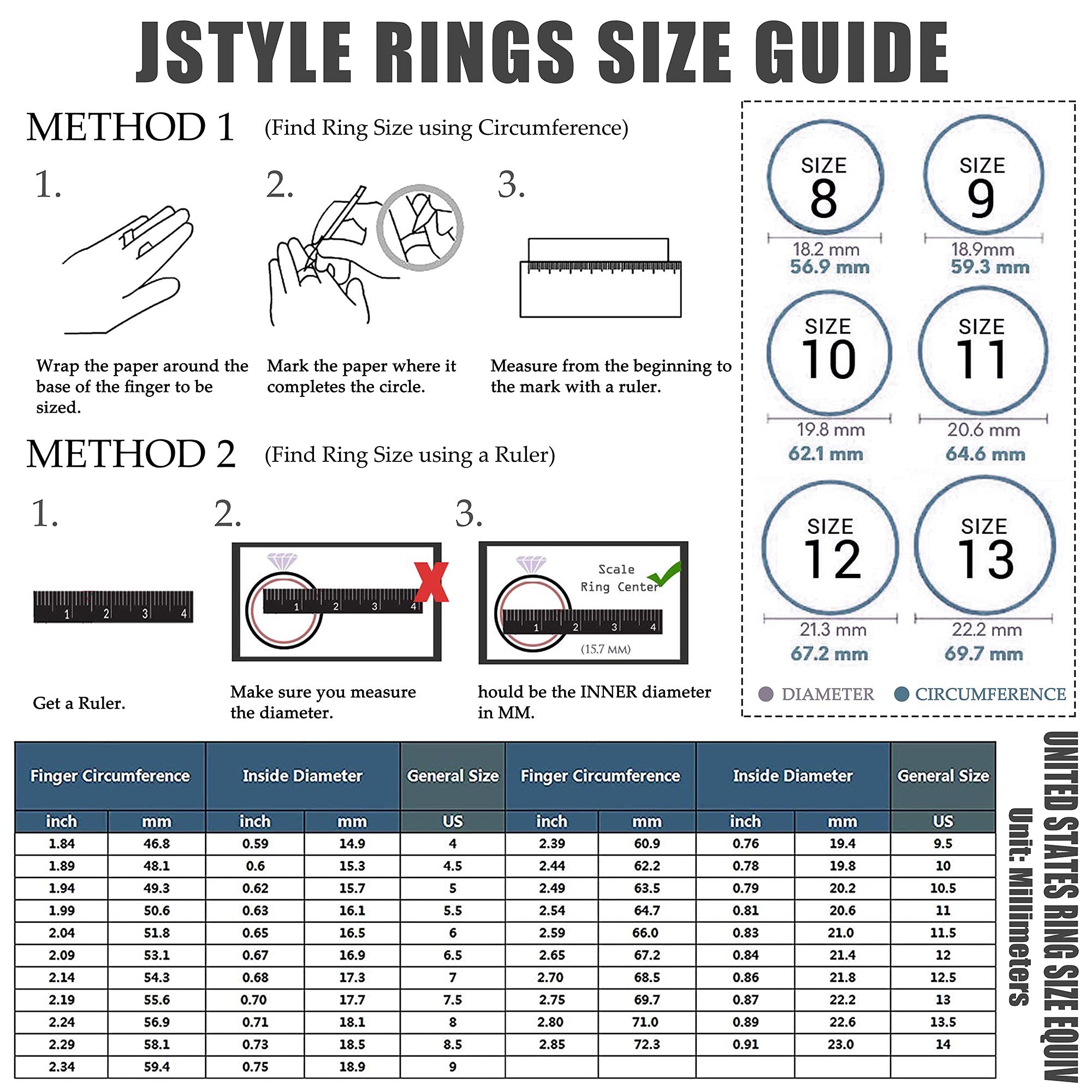 Jstyle 3Pcs Stainless Steel Fidget Rings Set Black Cool Chain Spinner Band Ring for Mens Women Wedding Promise Ring Stress Relieving Size 7-13