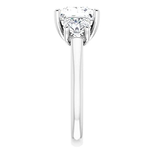 Moissanite Ring 10K Solid White Gold Handmade Engagement Ring 2.50 CT Princess Cut Moissanite Diamond Three Stone Wedding/Bridal Rings for Women/Her Propose Ring (7)