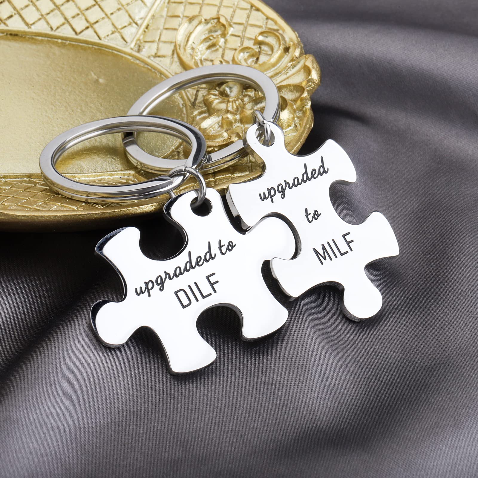 MAOFAED New Mom New Dad Gift Couple Gift New Parent Gift Ungraded To Dilf Ungraded To Milf Keychain Pregnancy Gift (ungraded dilf milf)
