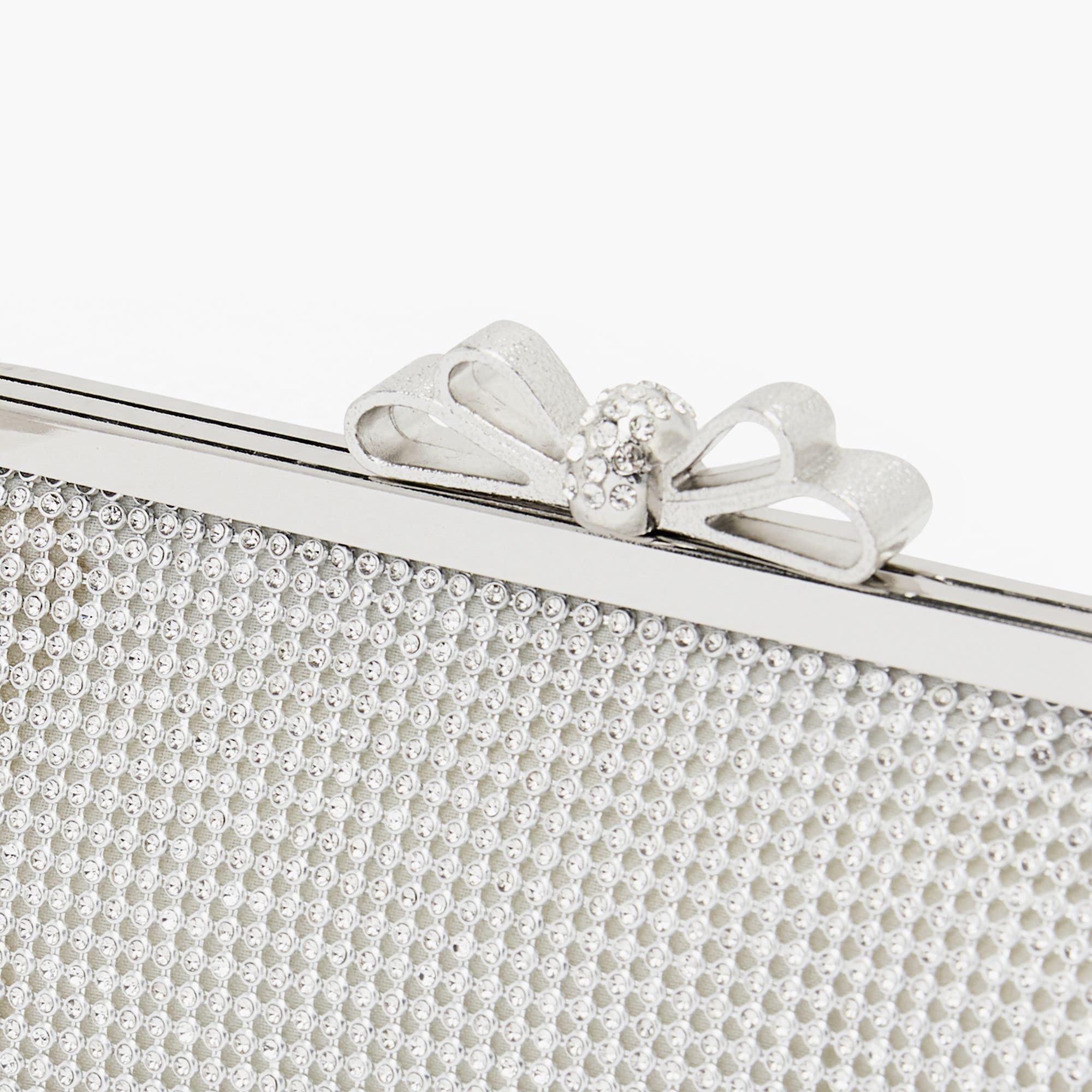 Like Dreams Women Evening Clutch Bag Prom Bling Rhinestone Crossbody Formal Date Night Wedding Purse (Silver)