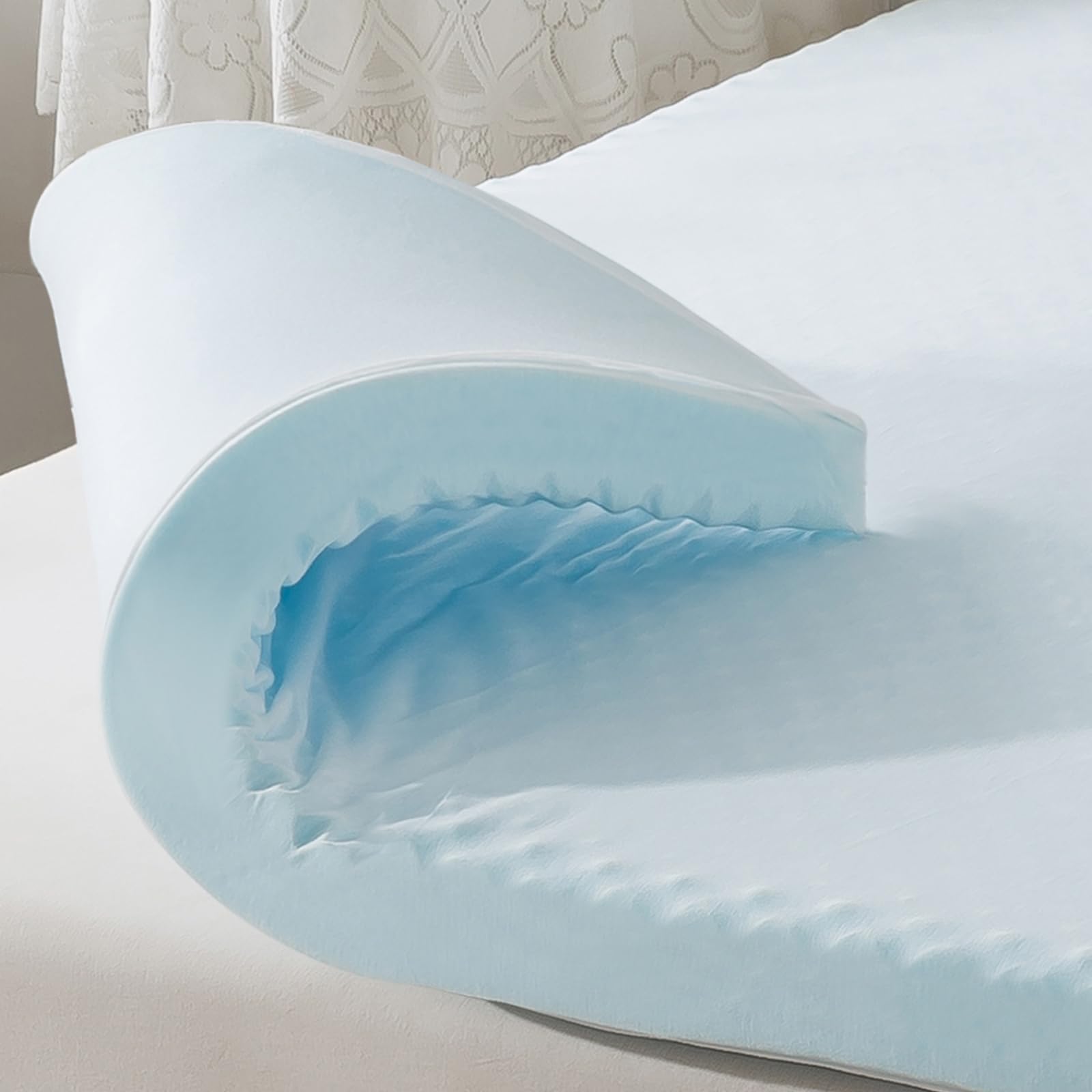 WhatsBedding 2 Inch Memory Foam Mattress Topper Queen Size, Soft Egg Crate Mattress Topper with Breathable Cover for Back Pain Relief, CertiPUR-US Certified