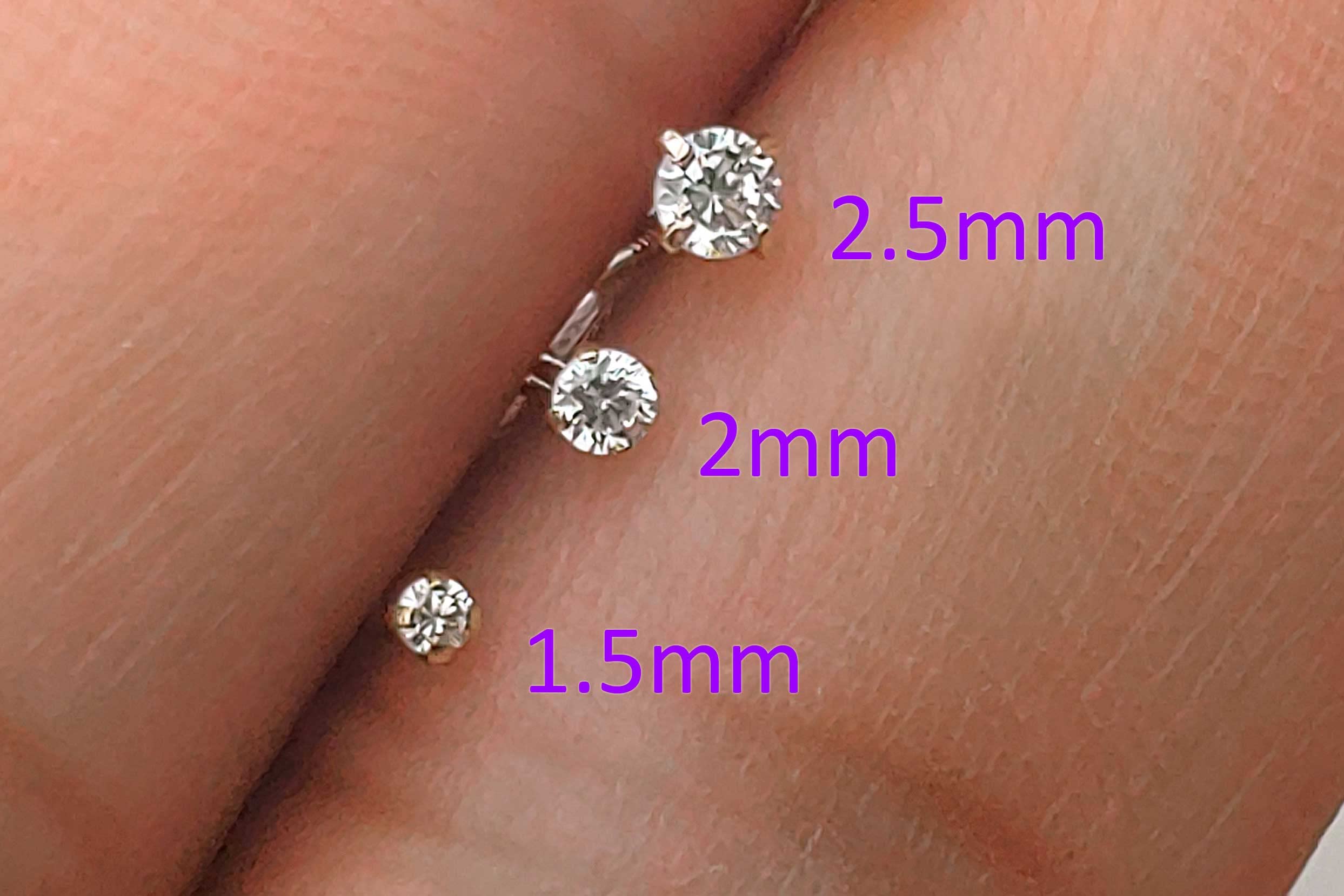 Jewelry Avalanche 14Kt White Gold Real 1.5mm Diamond Nose Stud 22G L-Shape Nose Ring Stud - April Birthstone -LSWG-WD1.5