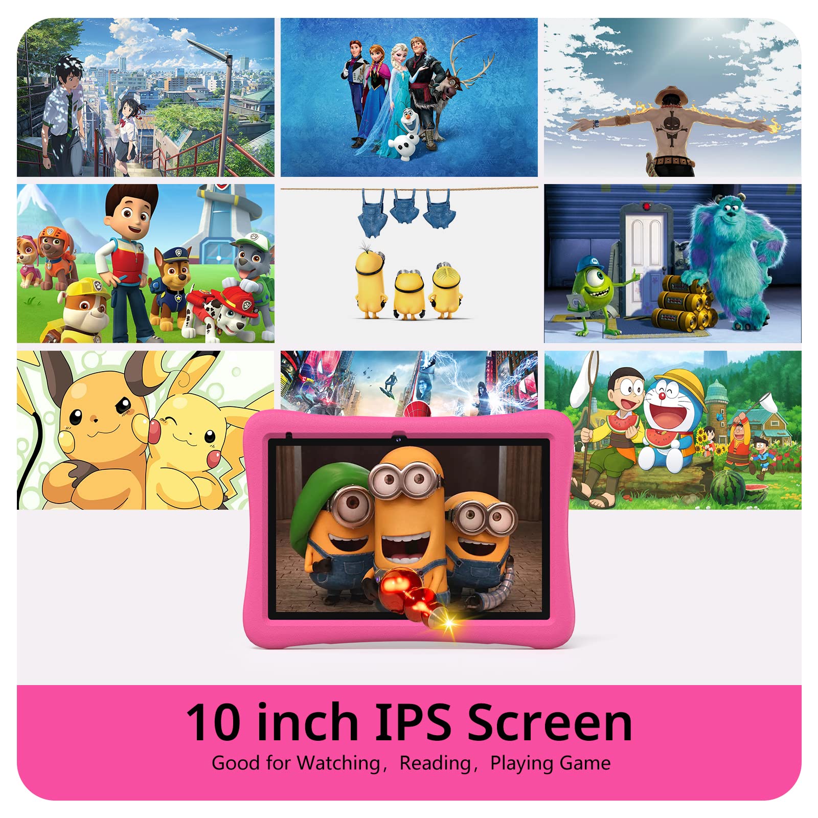 Kids Tablet, 10 inch Toddler Tablet, Google Kids Space, Teacher Approved apps with Parent Control, Eye Protection Mode, EVA Shockproof Case and Tablet Sleeve Bag Bundle, PlimPad Kids10 (Pink Set)