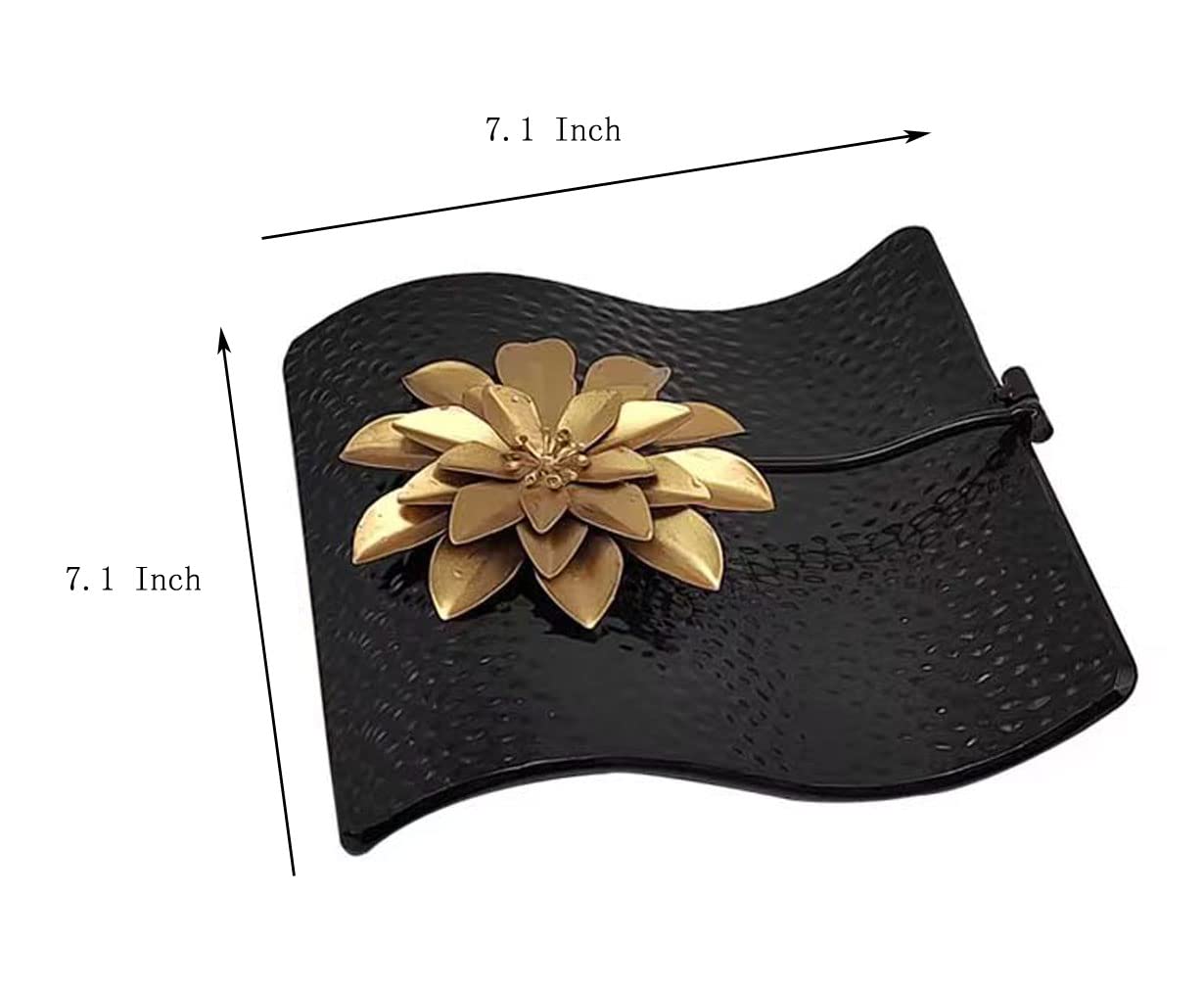 OwlGift Black Flat Napkin Holder w/Golden Flower Weighted Arm, Metal Cocktail Napkin Dispenser, Kitchen Counter Paper Towel Storage, Dining Table Organizer