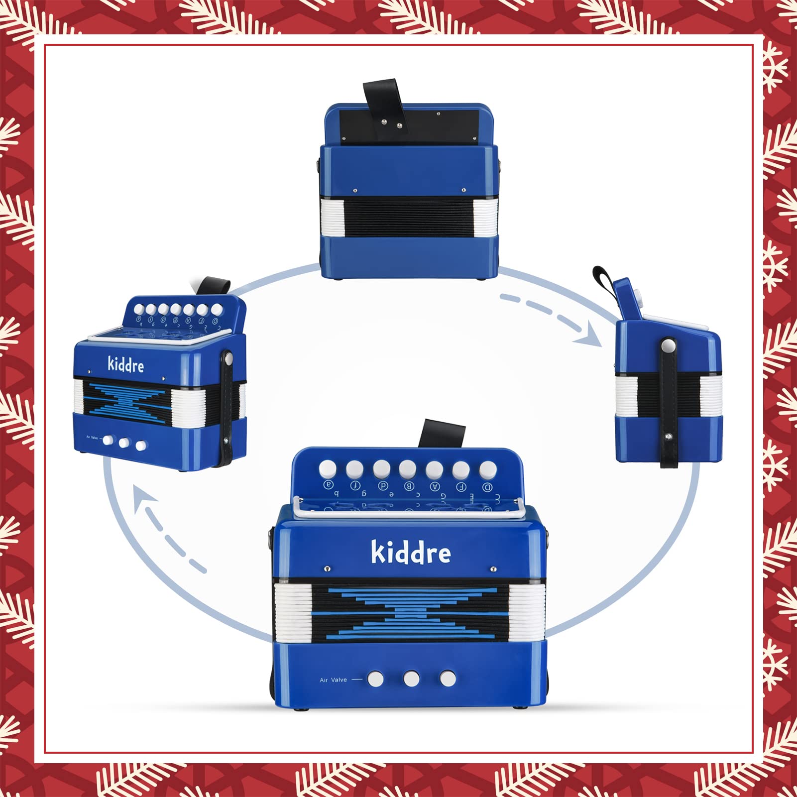 Kiddire Kids Accordion, 10 Keys Button Toy Accordion Musical Instruments for Children Kids Pre-Kindergarten Toddlers Beginners(Blue)