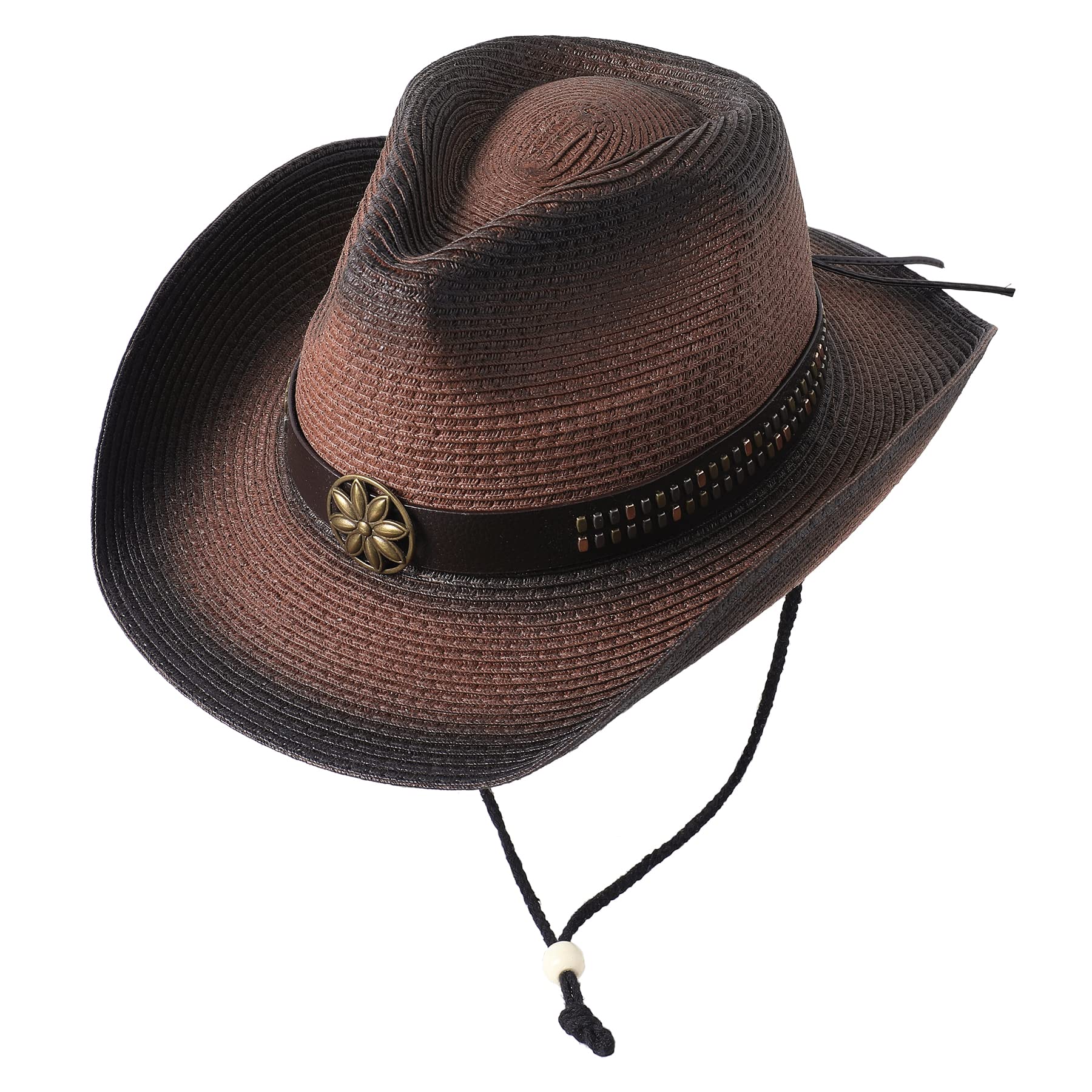 Lanzom Womens Mens Straw Beach Sun Hat Classic Shapeable Sun Hat Packable Hat Summer Cowboy Hat UPF 50+(Khaki,Medium)