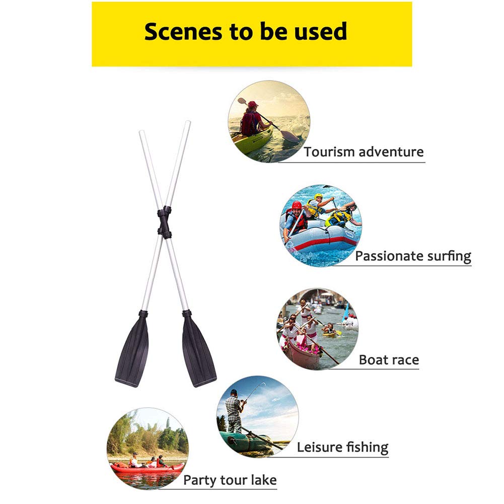 Jlong Kayak Paddle Boat Oars, 1 Pair Aluminium Alloy Detachable Lightweight Kayak Paddles 96in Canoe Paddles Dual Purpose for Boating Canoeing