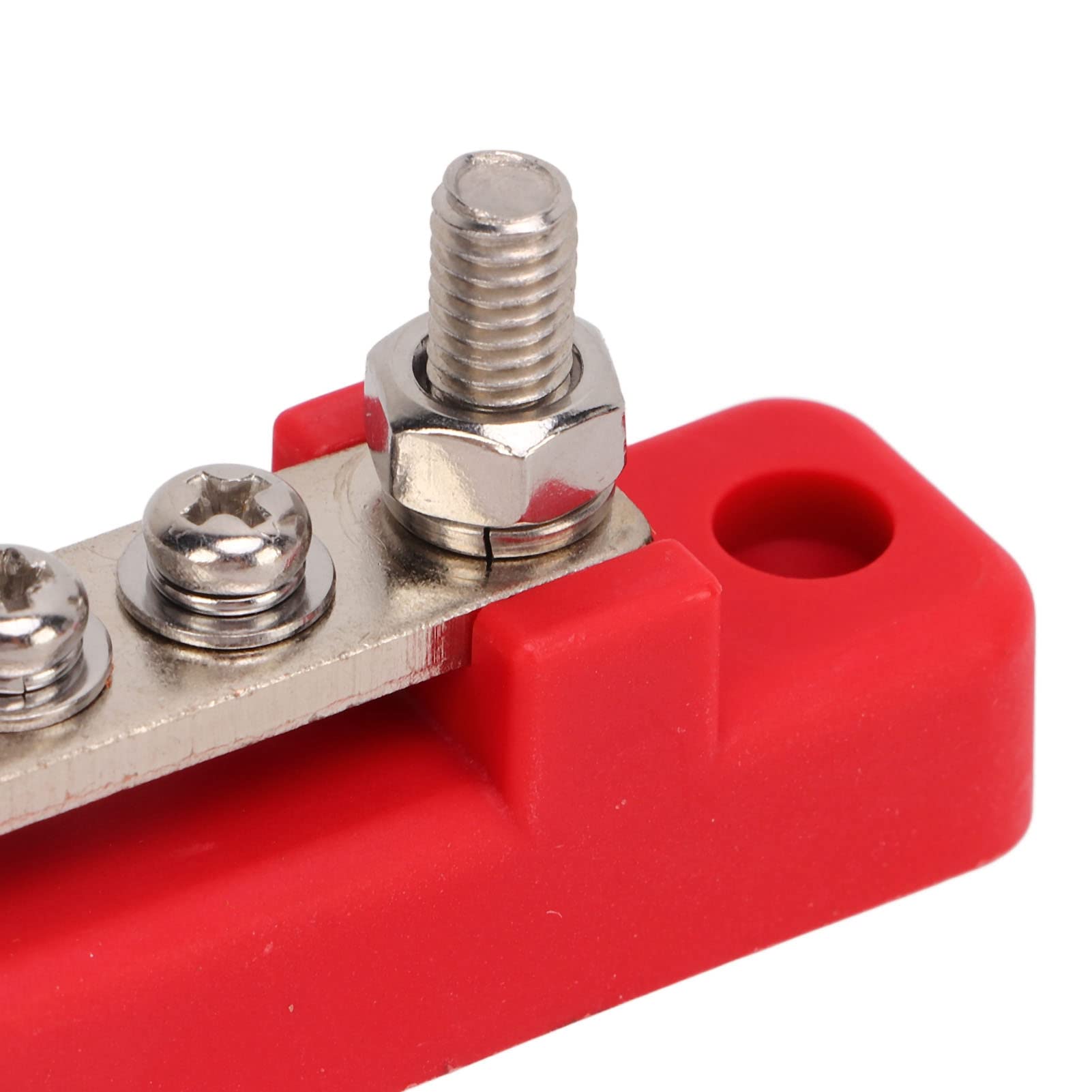 KOSDFOGE 48V 150A 6 Terminal Bus Bar Power Distribution Block with Cover M6 Studs M4 Screws for Car RV Caravan Marine Boat(Red CP-0965-02)