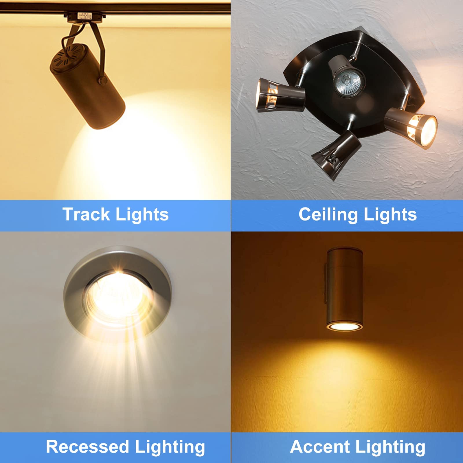 ZazaFi 6 Pack MR16 Halogen Bulb 50W 12V GU5.3 Base,2700K Warm White Dimmable High Output Halogen Light Bulbs 2 Pin MR16 Light Bulbs,for Landscape Lights,Track Lights,Desk Lamps,Fiber Optics