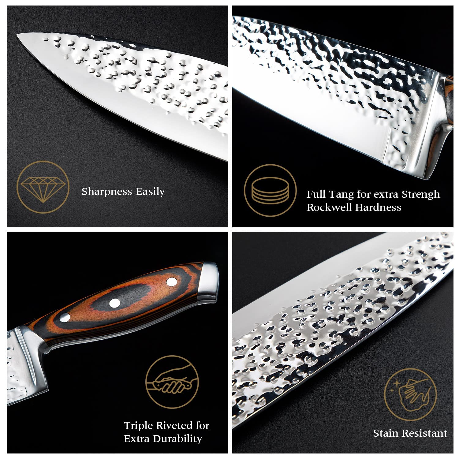 Knife Set, 15-Piece Kitchen Knife Set, Ultra Sharp German Stainless Steel Kitchen Knife Set With Block, Ergonomic Handle Full Tang Forged Gift with Premium Box