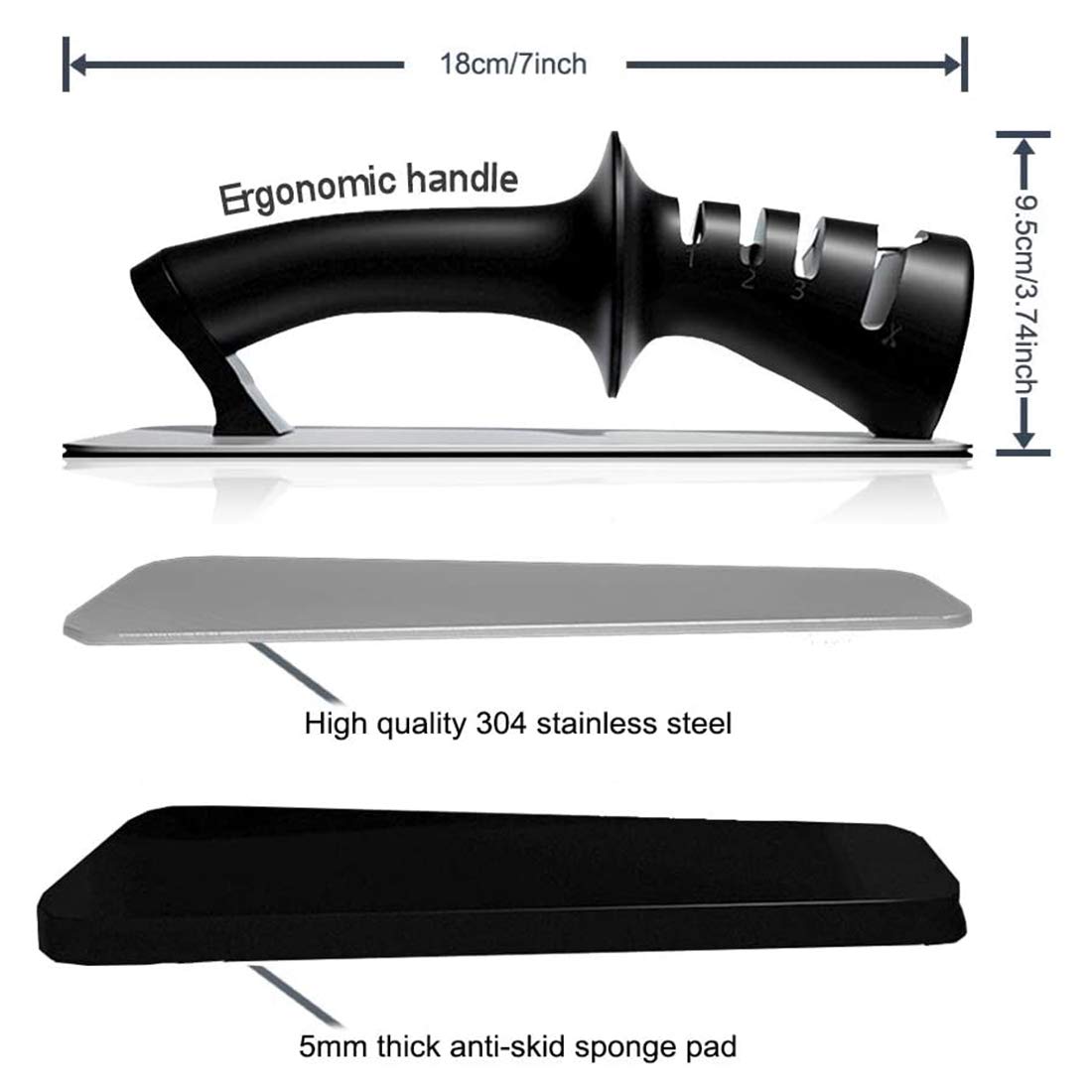 Knife Sharpener, 4 in 1 Kitchen Knife/Scissor Sharpener, Ceramic Stone, Tungsten Steel, Diamond Sharp Groove, Ergonomic Design, Non Slip Professional Manual Knife Sharpener Tool