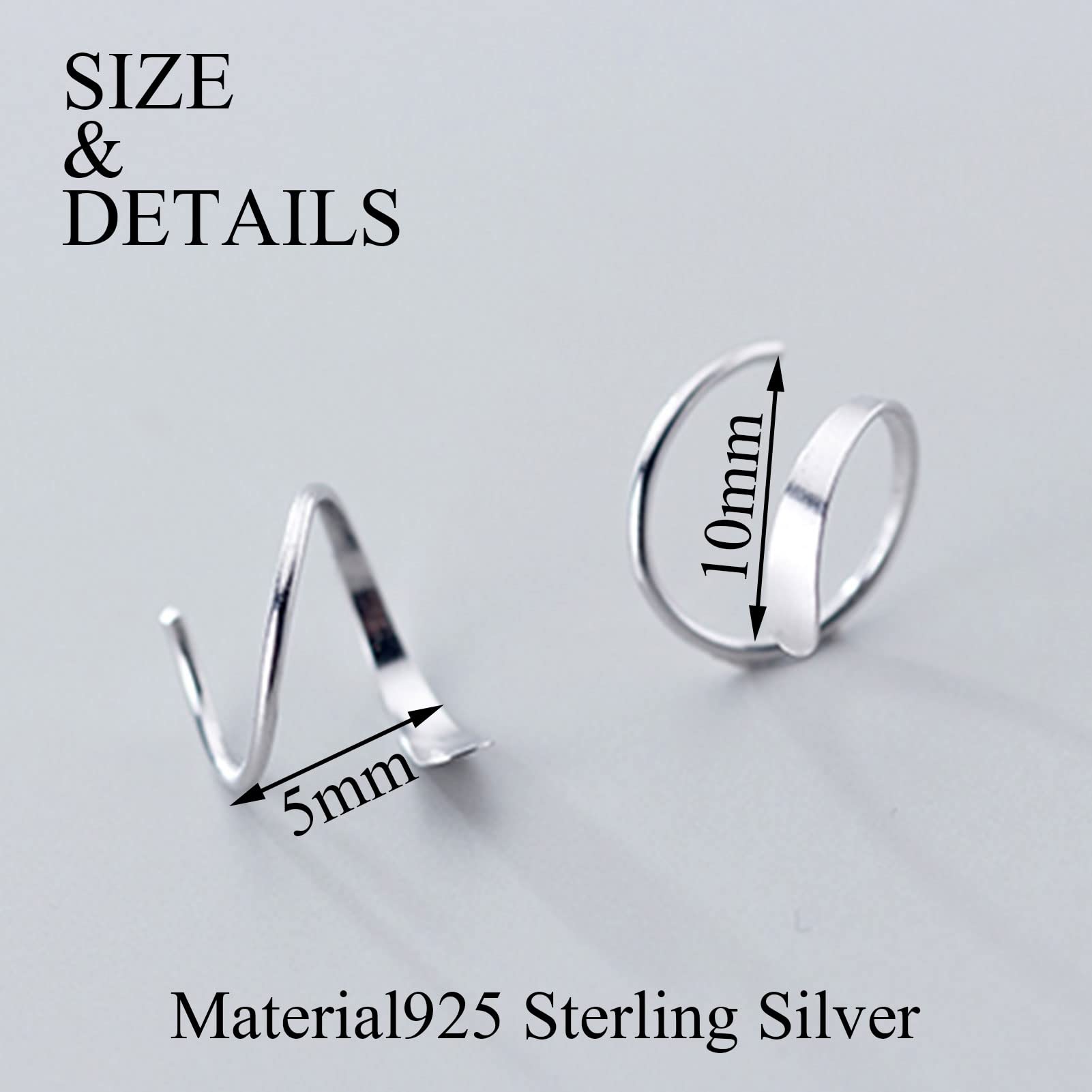 Linbiwer Spiral Hoop Twist Double Earrings Double Piercing Earring Cartilage Piercing 925 Silver Hoop Earrings For Women