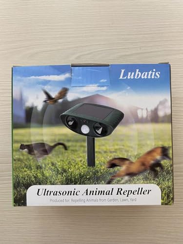 Lubatis 2 Pack Solar Animal Repellent Ultrasonic Animal Repeller Cat Repellent Outdoor Waterproof for Cat Squirrel Deer Raccoon Skunk Rabbit Fox and More