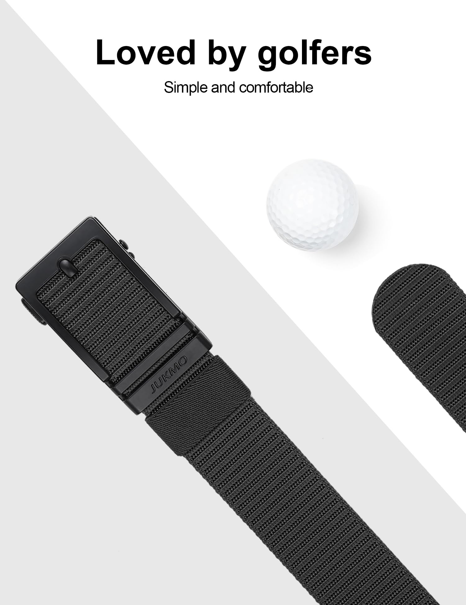 JUKMO Ratchet Belt for Men, Nylon Web Tactical Belt with Automatic Slide Buckle (Black, Medium)