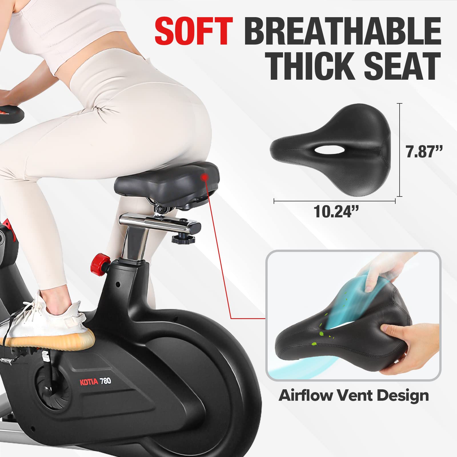 kotia Exercise Bike Magnetic Resistance Spin Stationary Bikes 330lbs Capacity Excersize Bikes with Thick Wide Seat for Home Gym Workout (GHN 780)