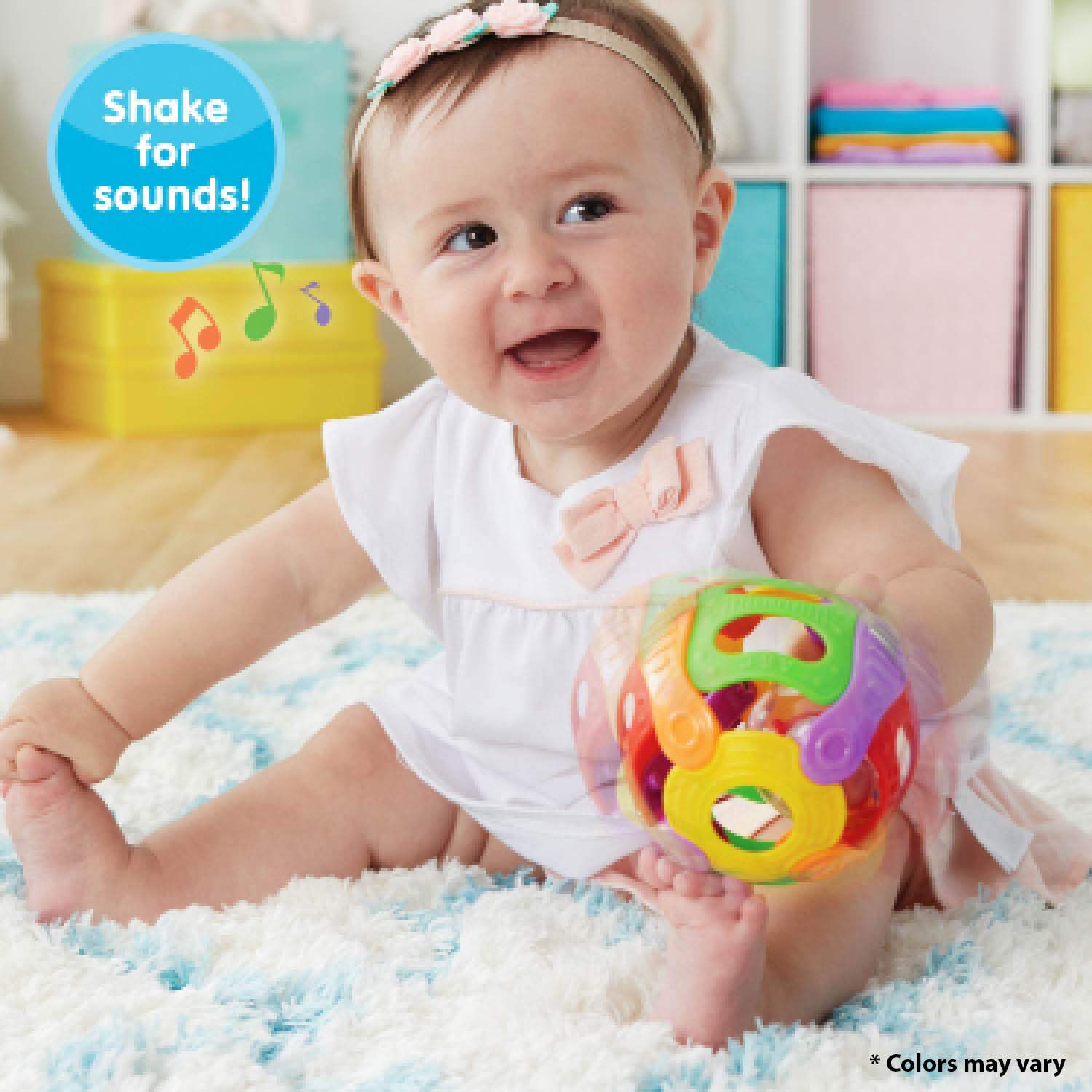 Kidoozie Rattle N Roll Ball - Developmental Toy for Infants and Toddlers Ages 6 to 18 Months, Multicolor (G02604)