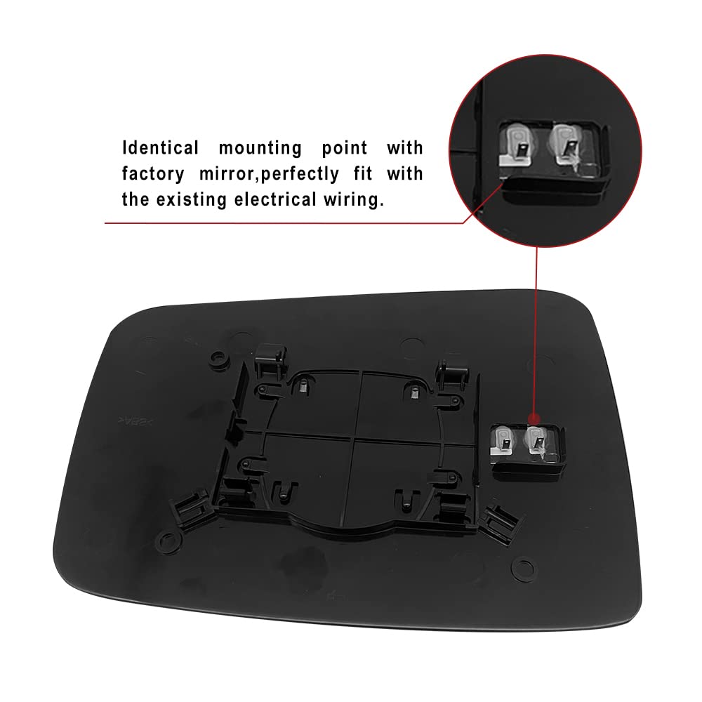 Left Driver Side Heated Mirror Glass Replacement For 2009-2018 Dodge Ram 1500 2500 - Ram 1500 Side Mirror Glass With Rear Holder- Replace 68079362AA 68050298AA