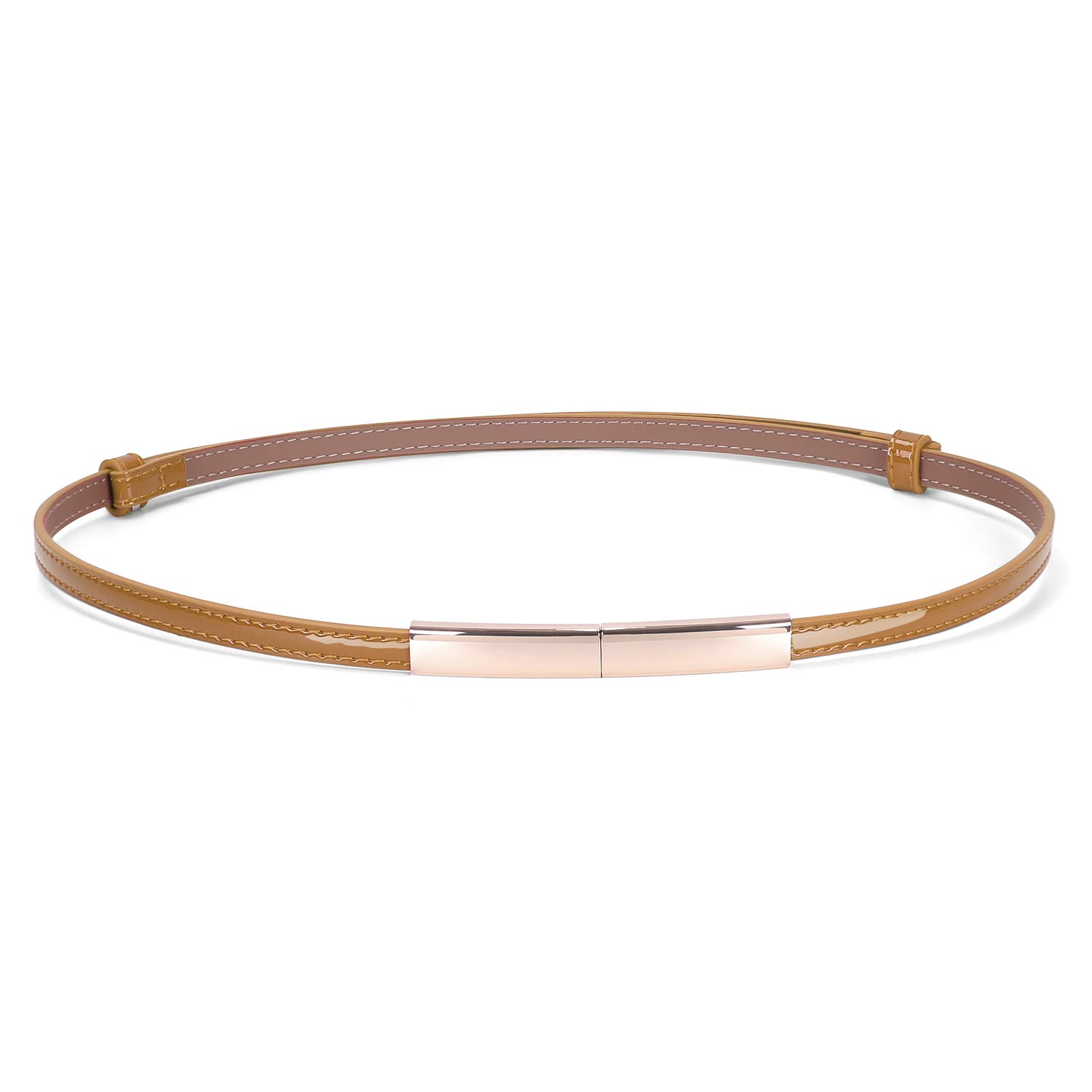 JASGOOD Women's Skinny Leather Belt Ladies Thin Waist Belt for Dress with Metal Buckle